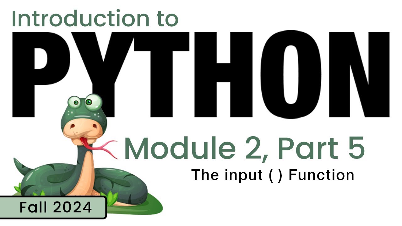 Python Fall 2024 Module 2 5 The Input Function Youtube