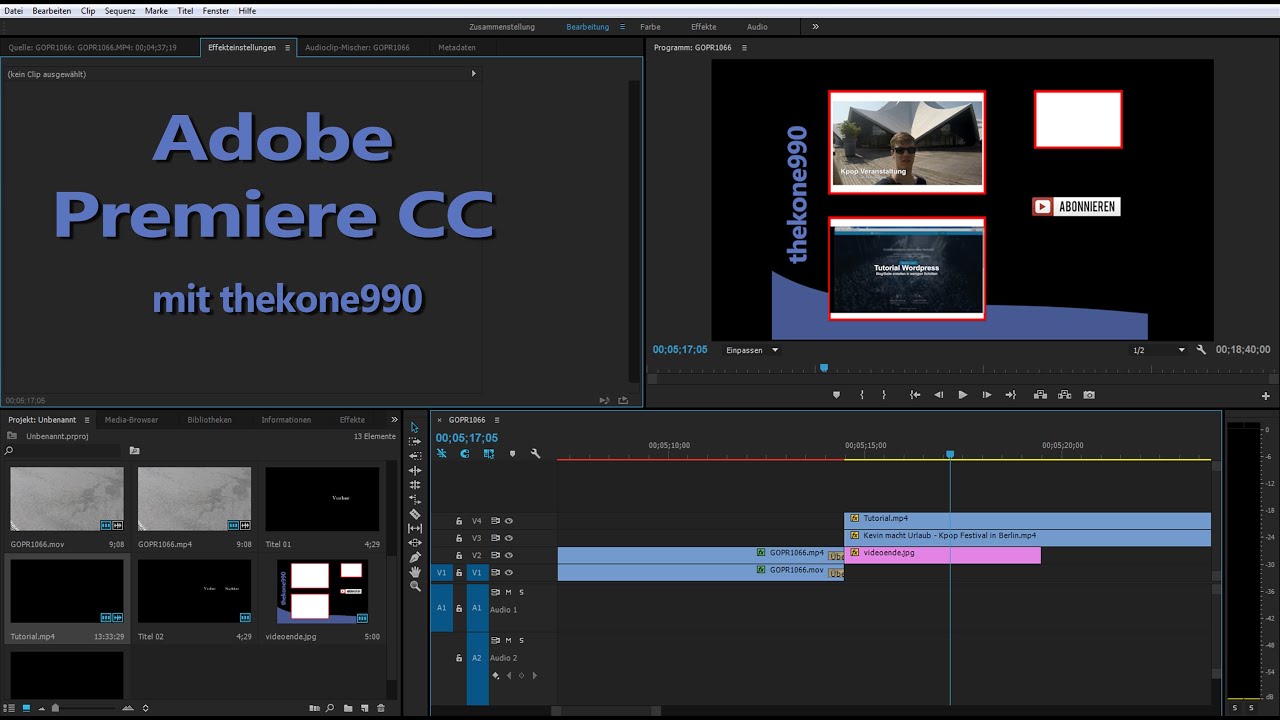 Adobe Premiere Pro Cc Tutorial Für Beginner übergänge Videoblenden