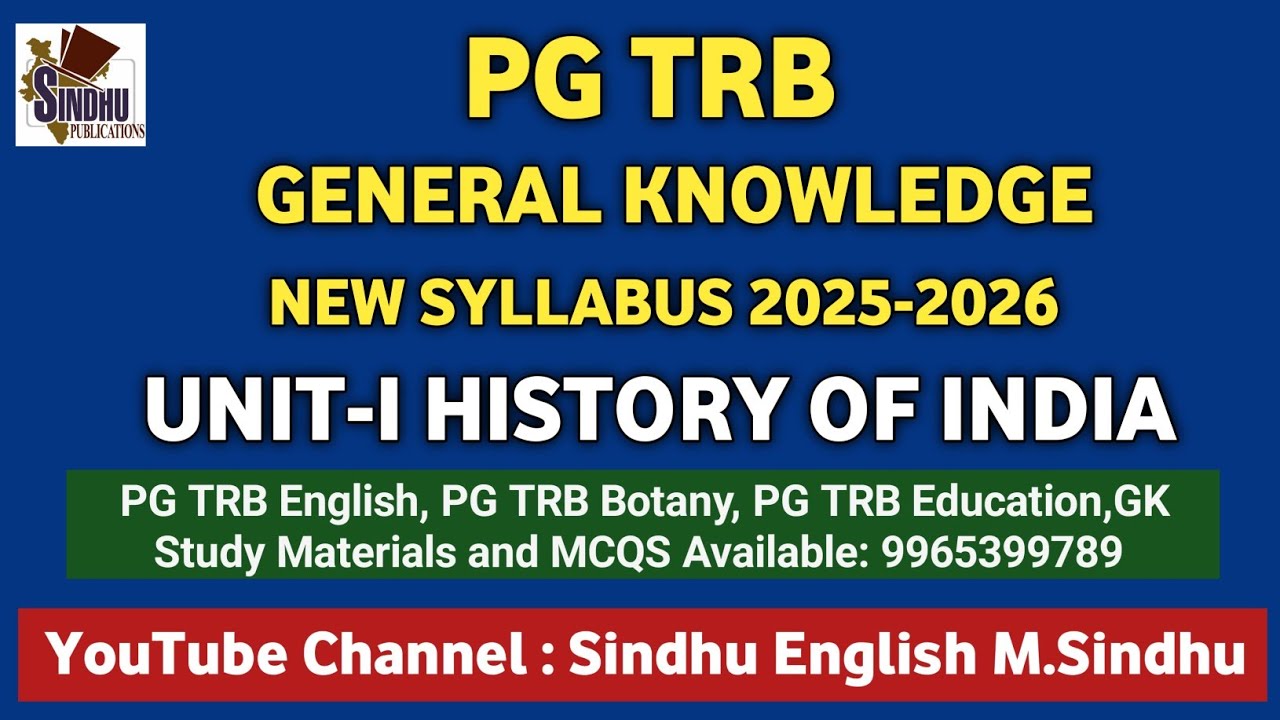 Pg Trb General Knowledge Unit I History Of India Mcqs New Study