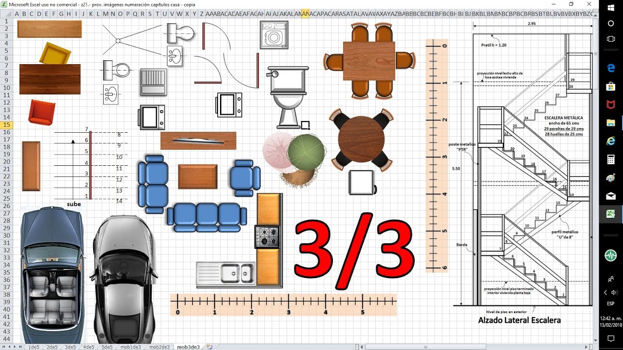 3 3 Mobiliario Planos De Casas Con Excel Anteproyecto Youtube