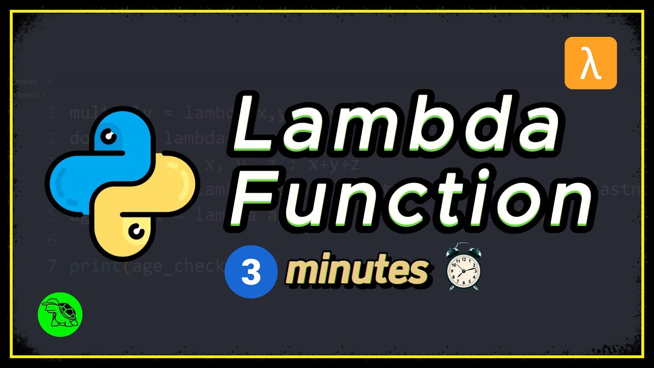 Learn Python Lambda Function In 3 Minutes Youtube