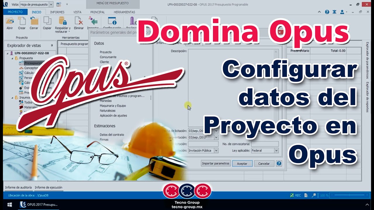 Opus Configuración De Los Datos Del Proyecto En Opus Youtube