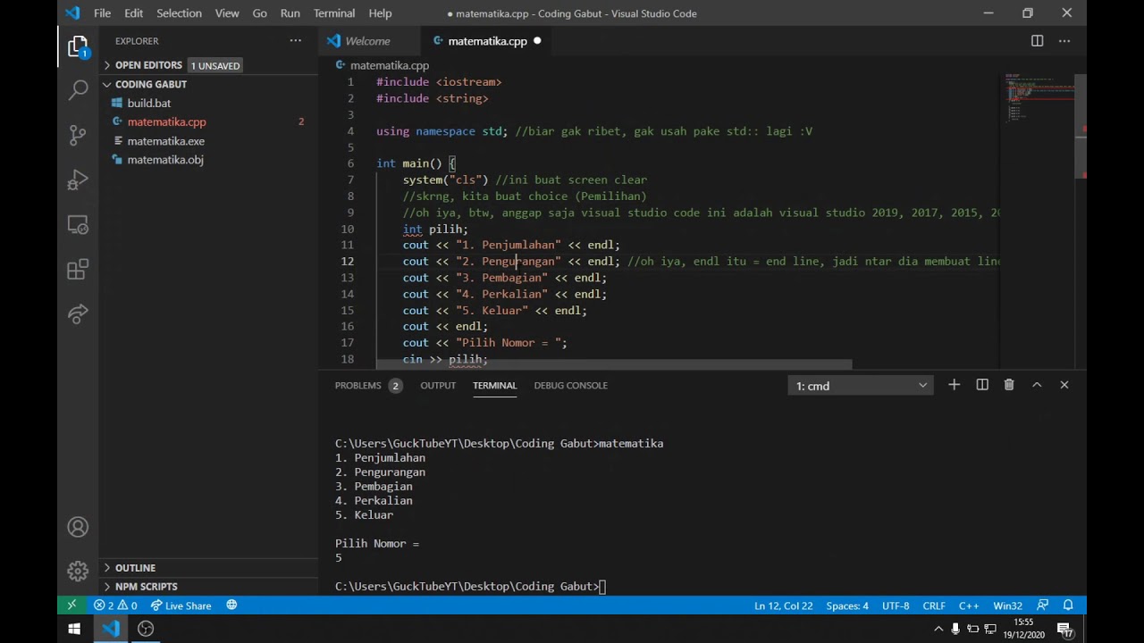 Coding Gabut Matematika Penjumlahan Youtube