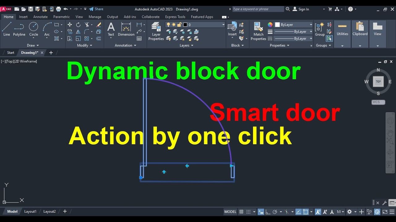 How To Create Dynamic Block Door In Autocad 2023 Youtube