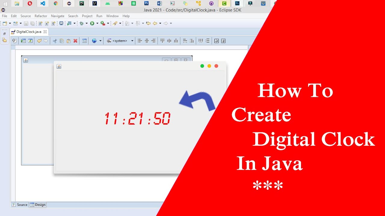 How To Create Digital Clock In Java Youtube