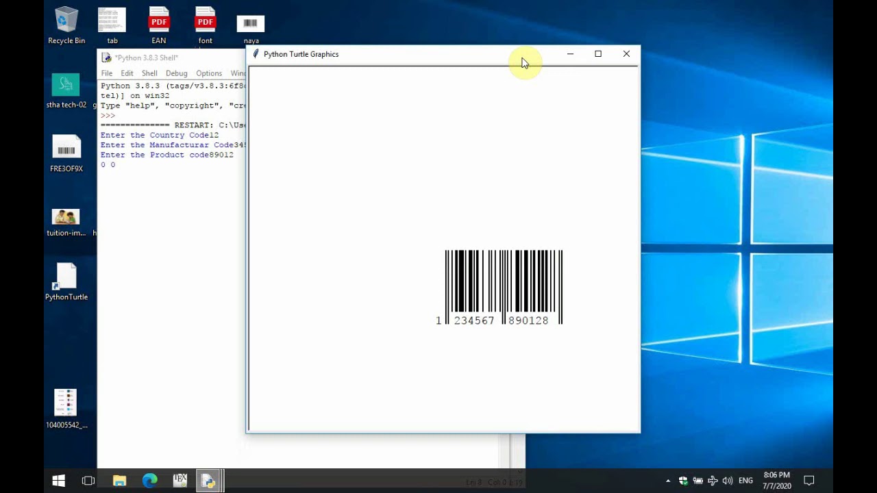 Ean 13 Barcode Generator In Python Using Turtle Module Youtube