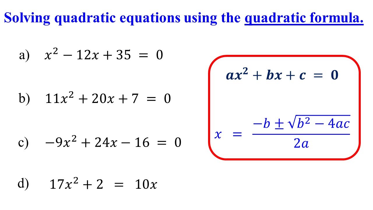 Quadratic Formula Equation How To Use Examples How To Teach Quadratic