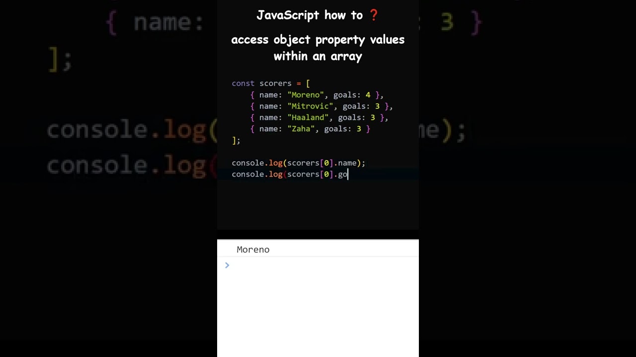 Javascript How To Access Object Property Values Within An Array Youtube