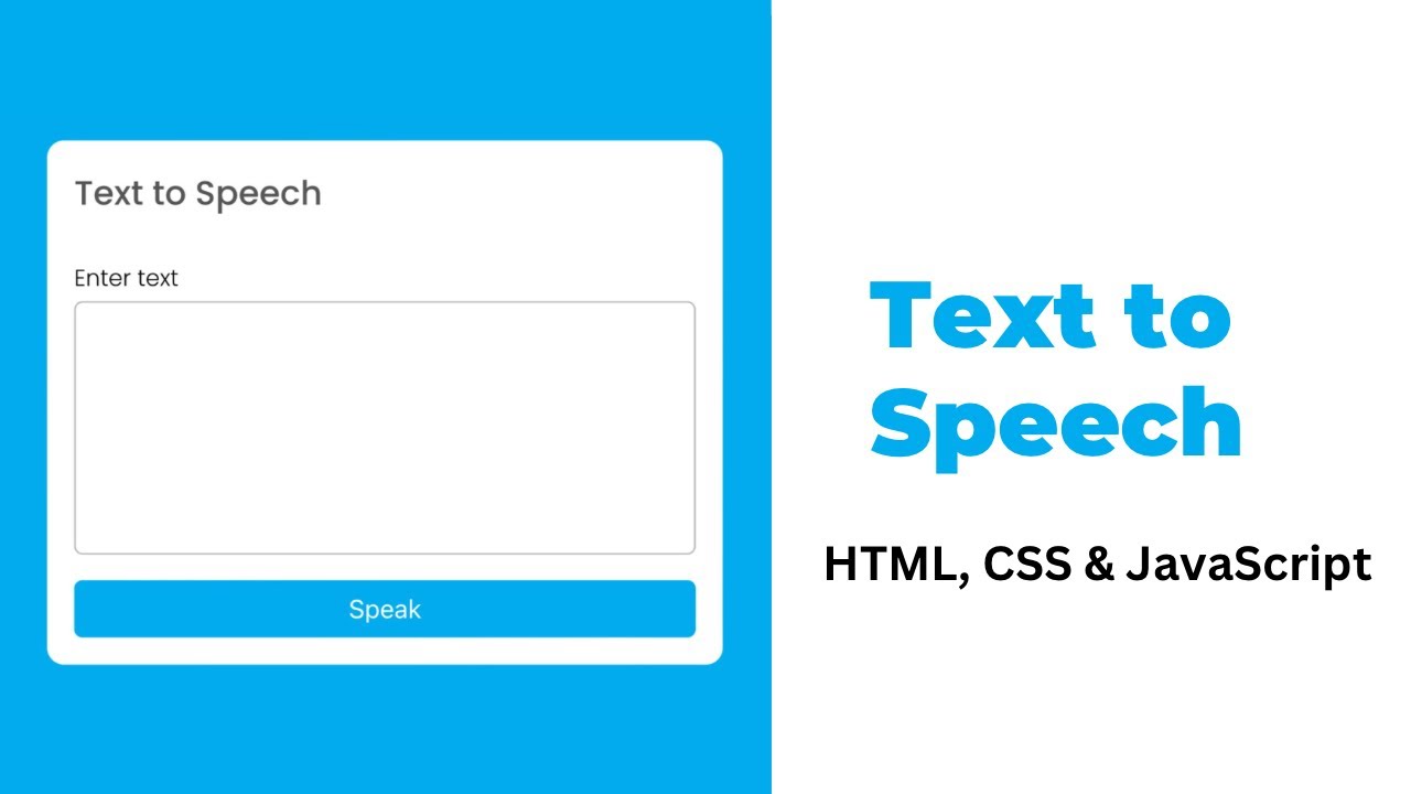 Create Text To Speech Converter Using Html Css Javascript Youtube