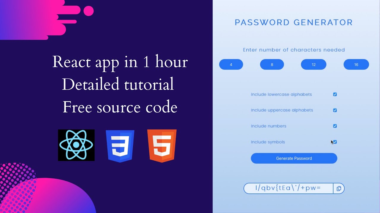 React Js Projects For Beginners Build A Password Generator Using