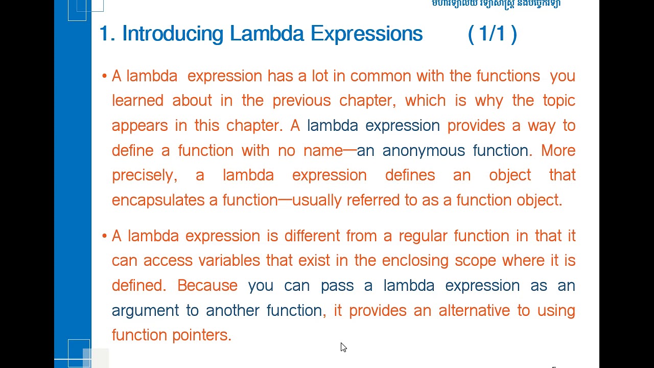 Unit 1 Lambda Expression Youtube