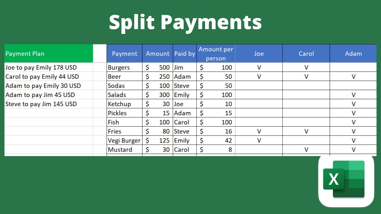 Expense Splitter In Excel Youtube