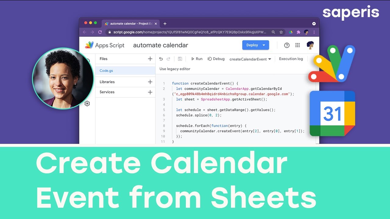 Create Calendar Event From Google Sheets With Google Apps Script Youtube