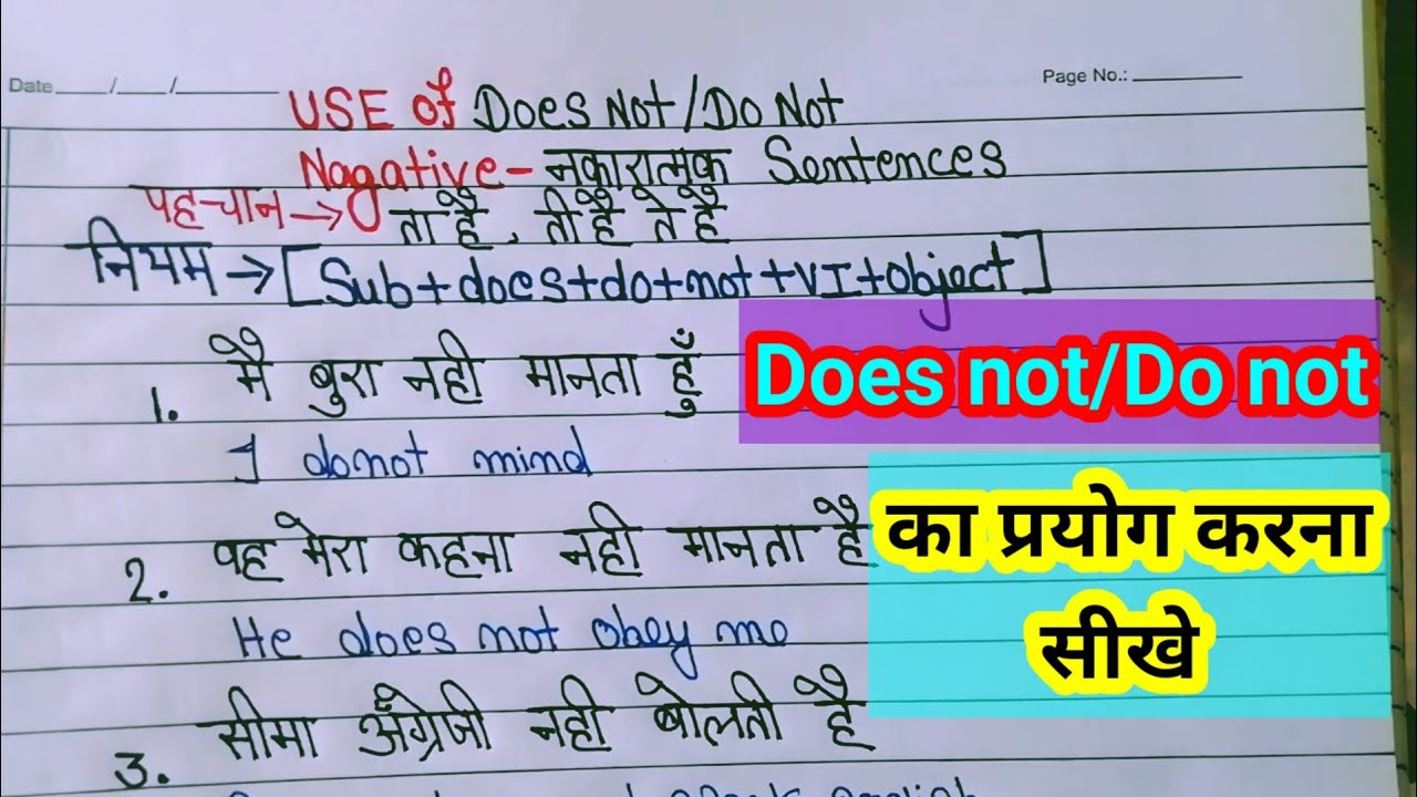 Present Indefinite Tense Use Of Does Not Do Not In Simple Present