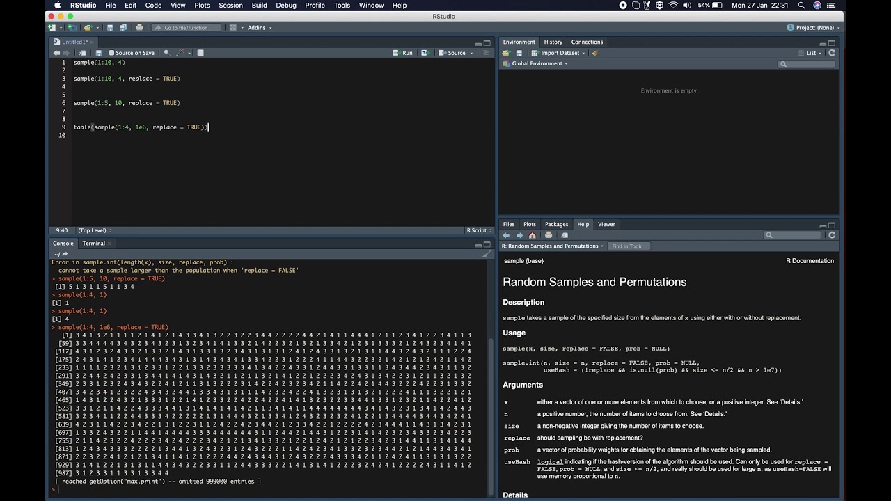 R Tutorial Episode 9 Sample Function In R Youtube