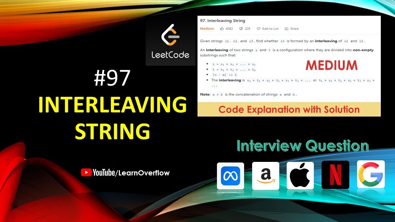 Interleaving String Recursion Dynamic Programming Leetcode 97