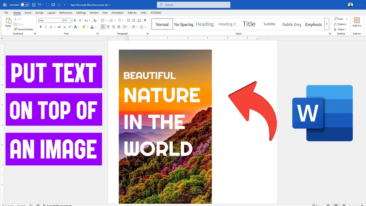 How To Put Text Over A Picture Or Image In Ms Word Youtube