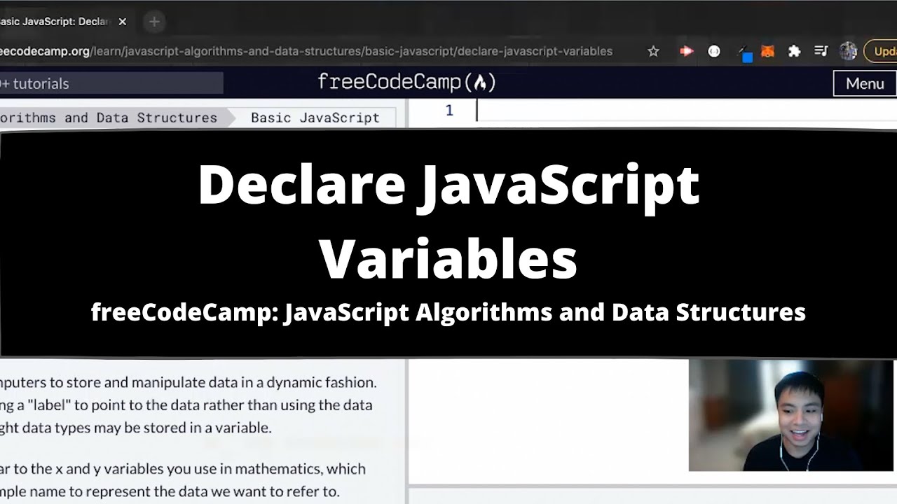 Declare Javascript Variables Basic Javascript Freecodecamp Tutorial