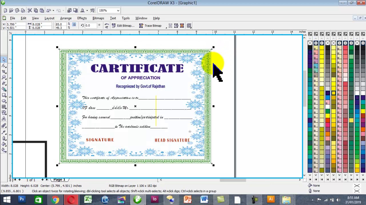 Create A Professional Certificate In Coreldraw Coreldraw Tutorial Youtube