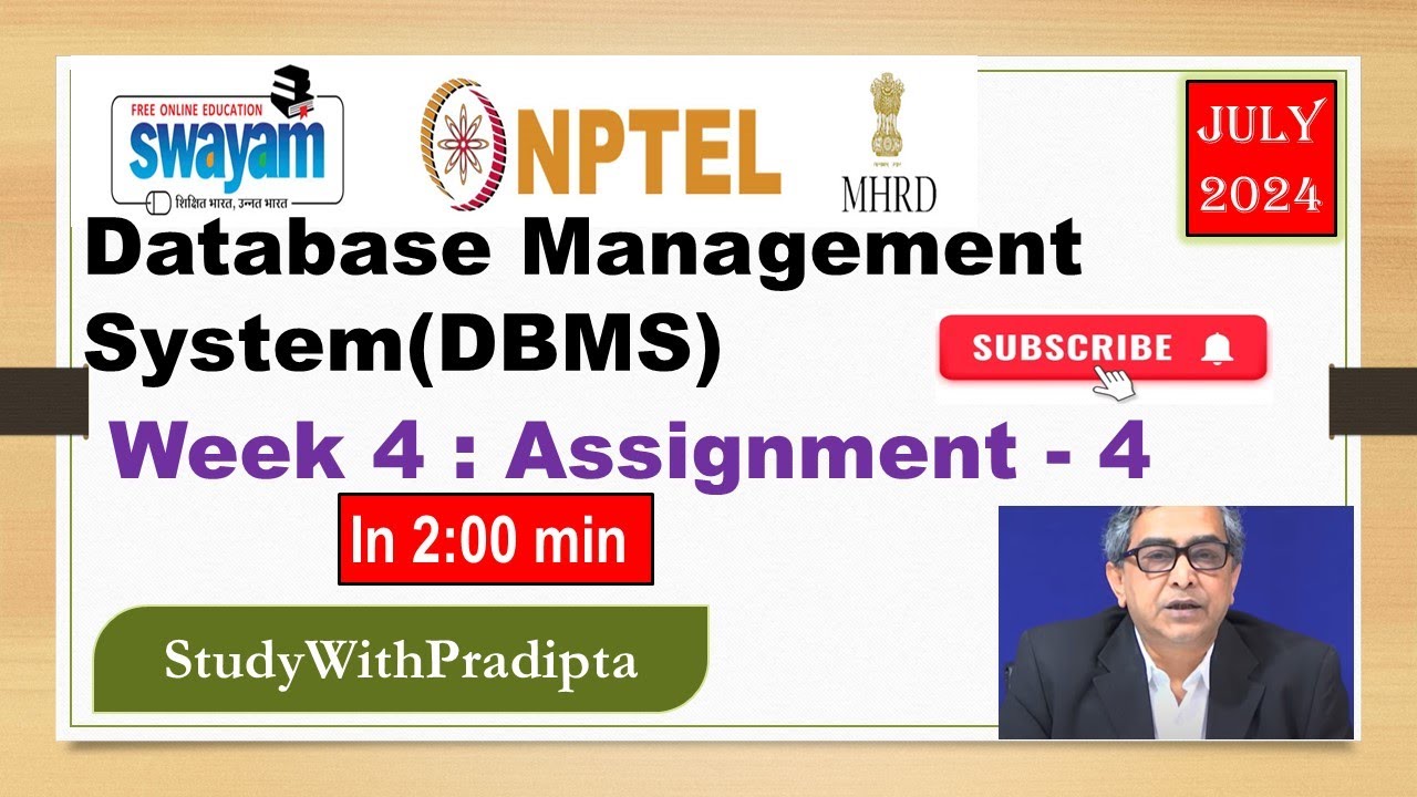 Database Management System Nptel Week 4 Assignment Solution Dbms Week