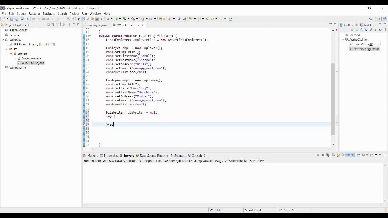 Write Csv File In Java Youtube