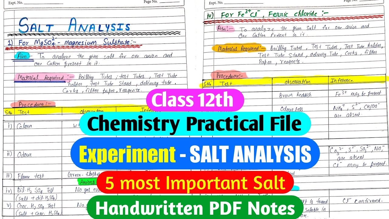 Class 12 Chemistry Practical Notes Pdf