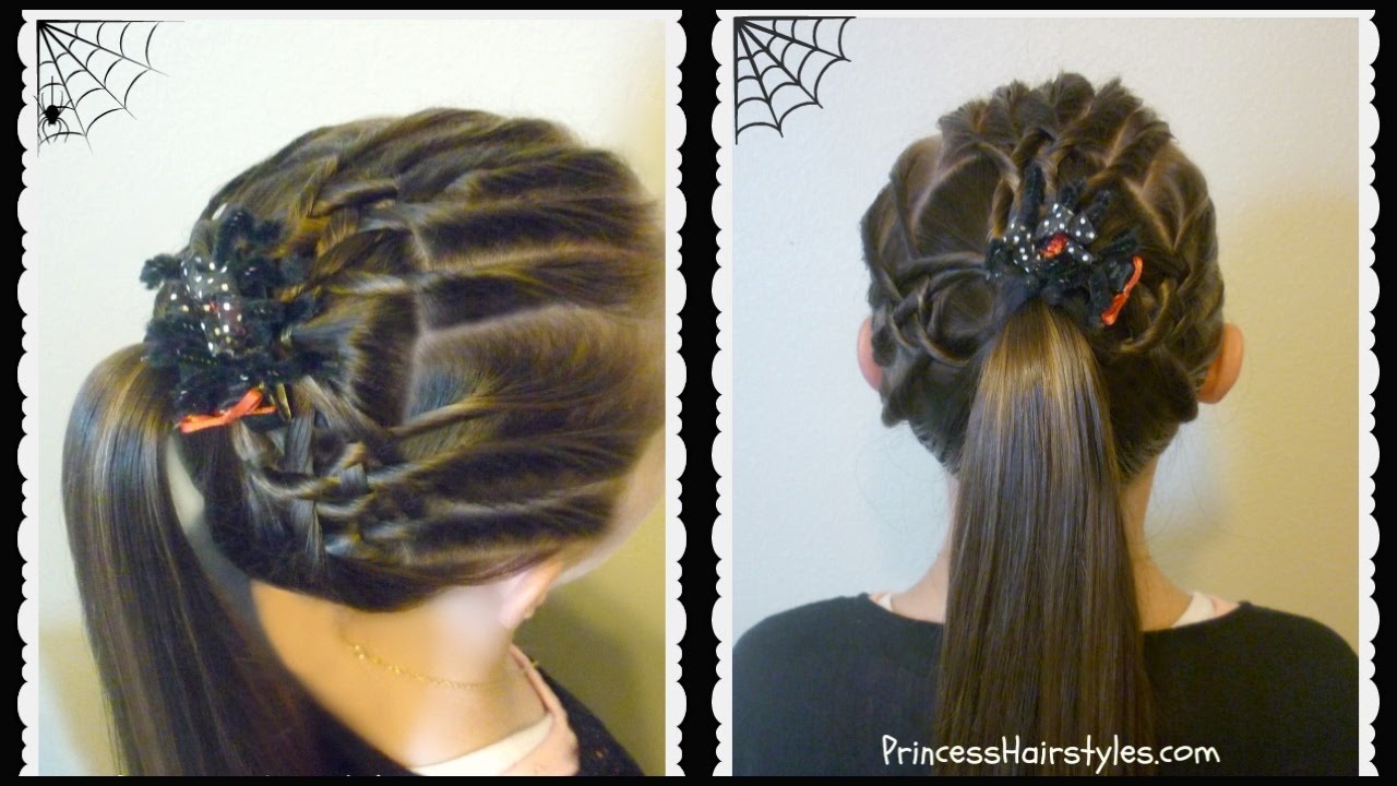 Halloween Hairstyles Tangled Weave Spider Web Ponytail Youtube