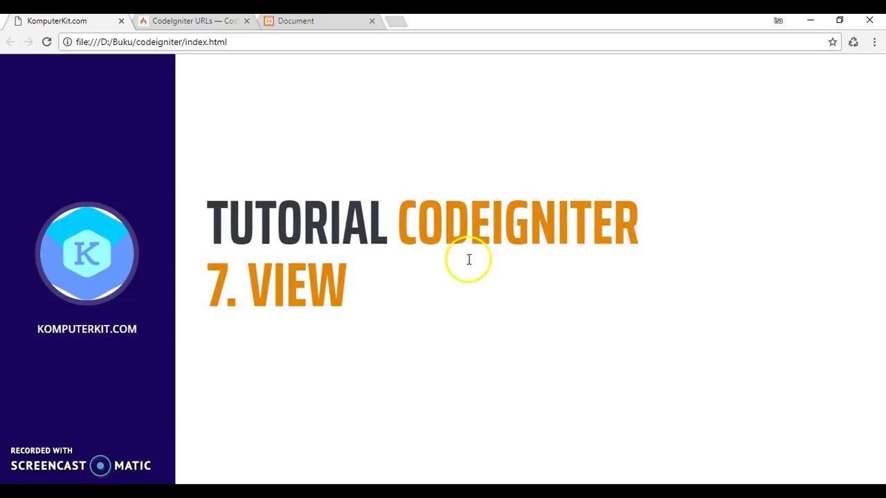 Tutorial Codeigniter 7 View Youtube
