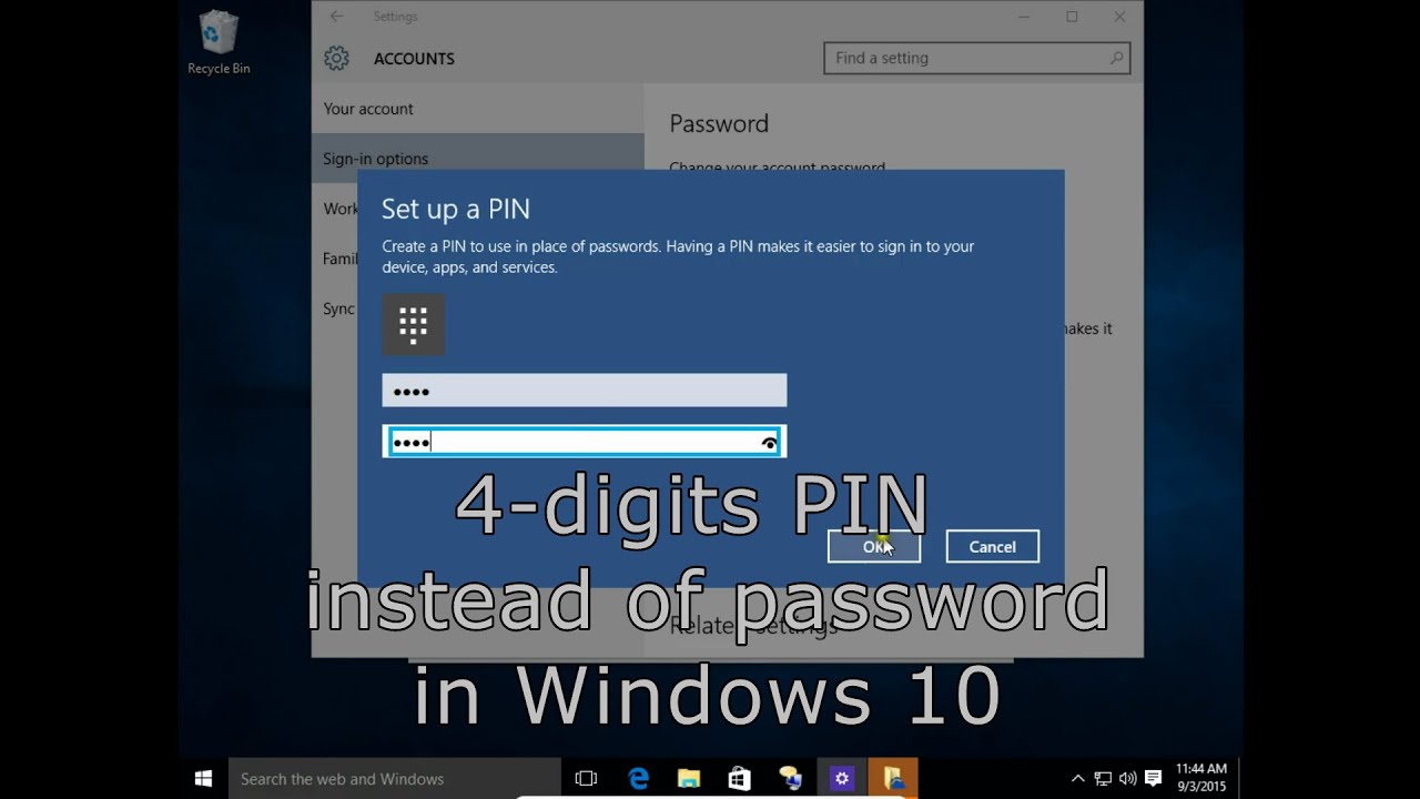 4 Digits Pin Instead Of Password In Windows 10 Youtube