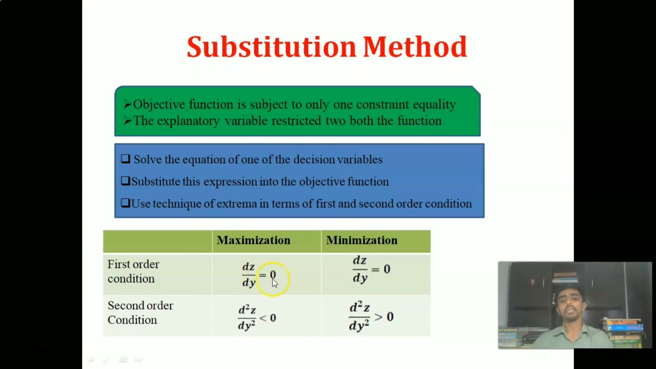 Substitution Method Constraint Optimization Part I Mathematical