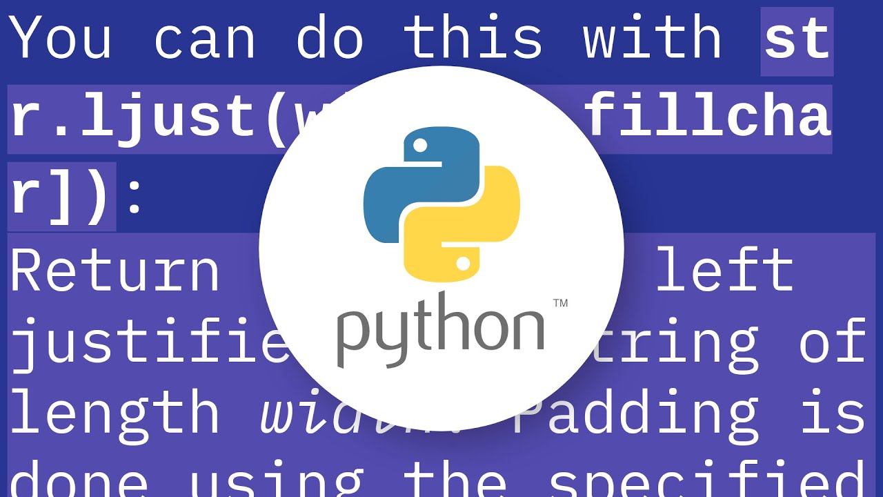 How Can I Fill Out A Python String With Spaces Youtube