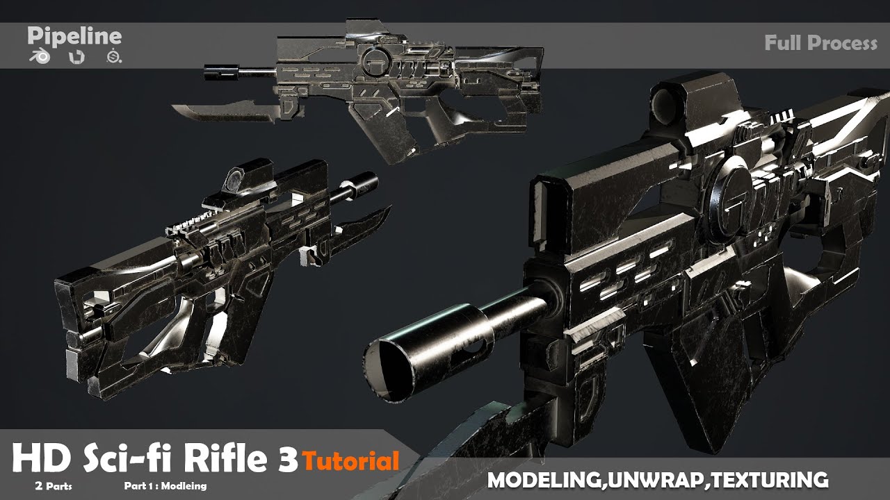 High Detail Sci Fi Rifle 3 Part1 Modling Substancepainter Scifi