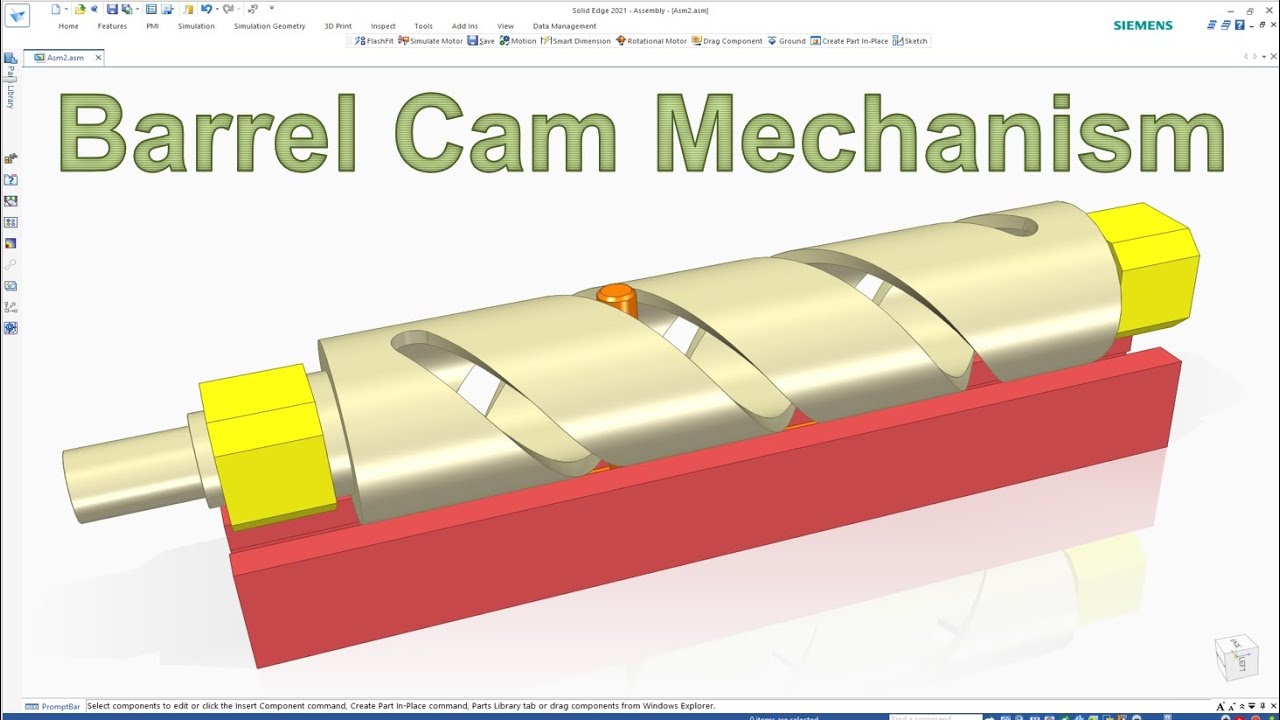 Solid Edge Design Motion Animation 31 Barrel Cam Mechanism Bt6