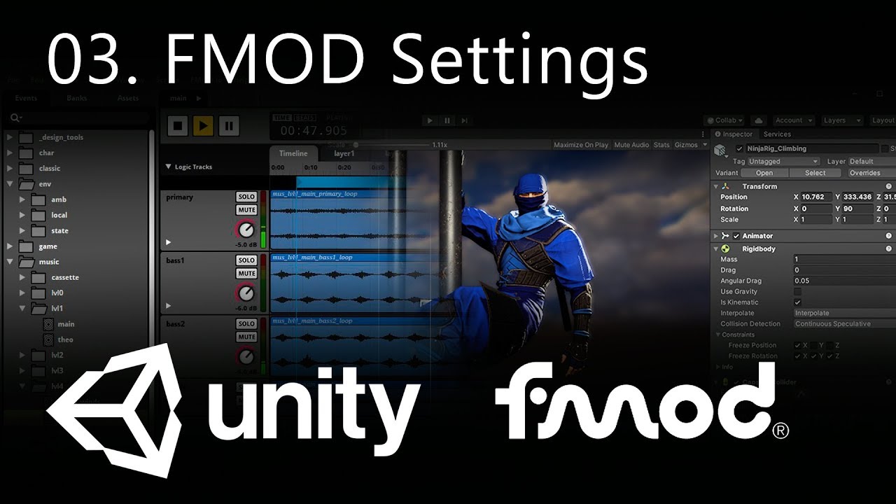 03 Fmod Con Unity Fmod Settings Youtube