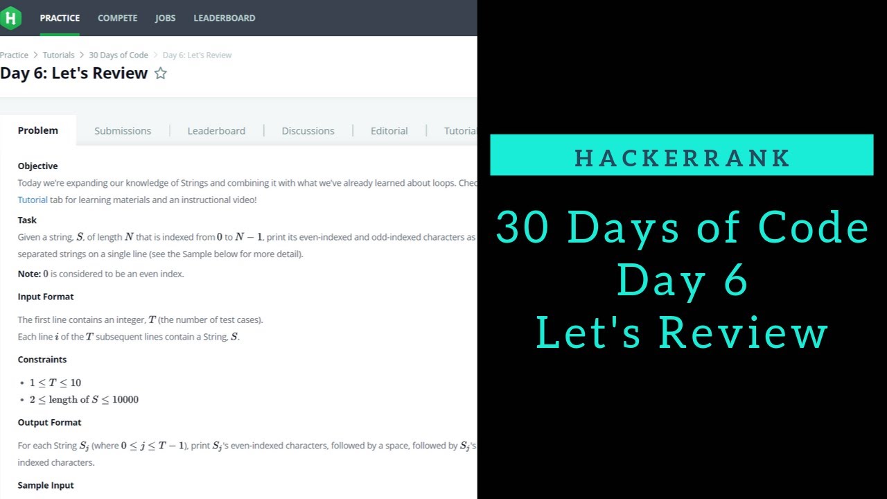 Let S Review Hackerrank Day 06 Python Youtube