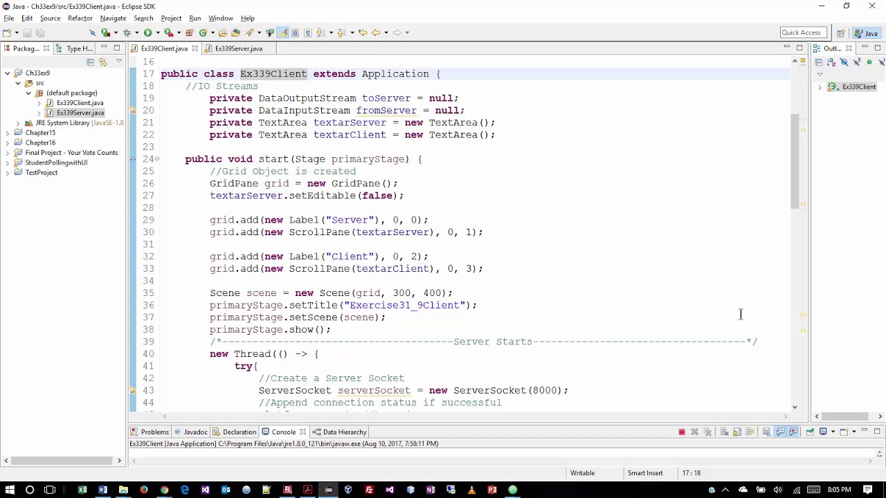 Java Programming 2 Chapter 33 Exercise 9 Client Server Chat Youtube