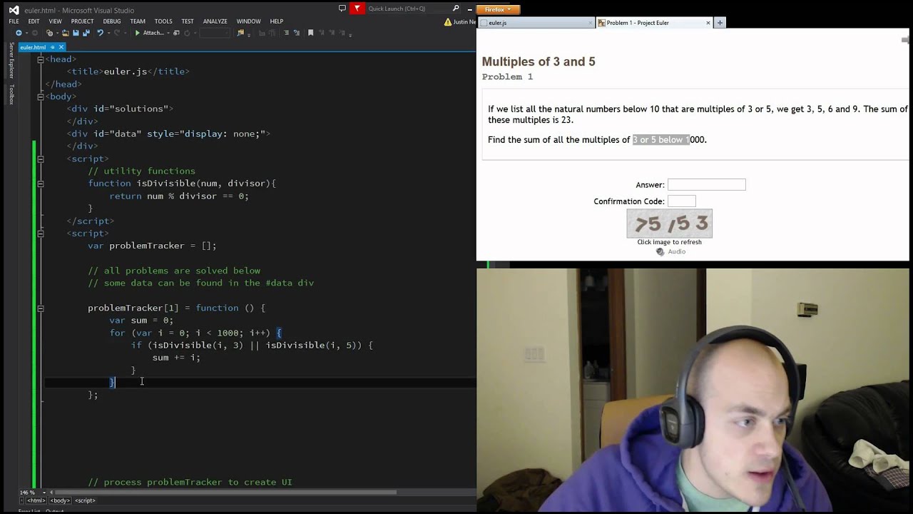 B C Project Euler Problem 1 And 2 Javascript Youtube