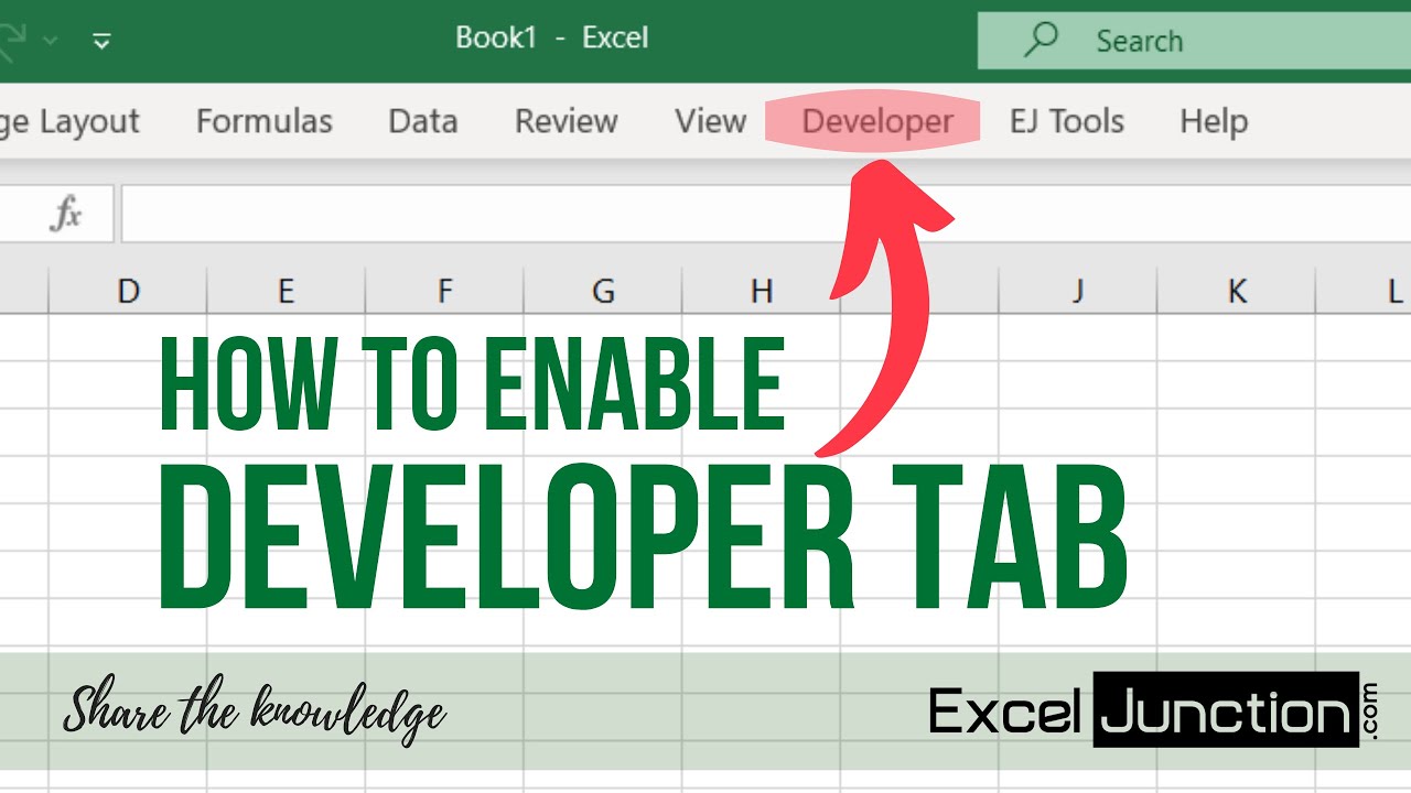 How To Enable Developer Tab In Excel Exceljunction Youtube