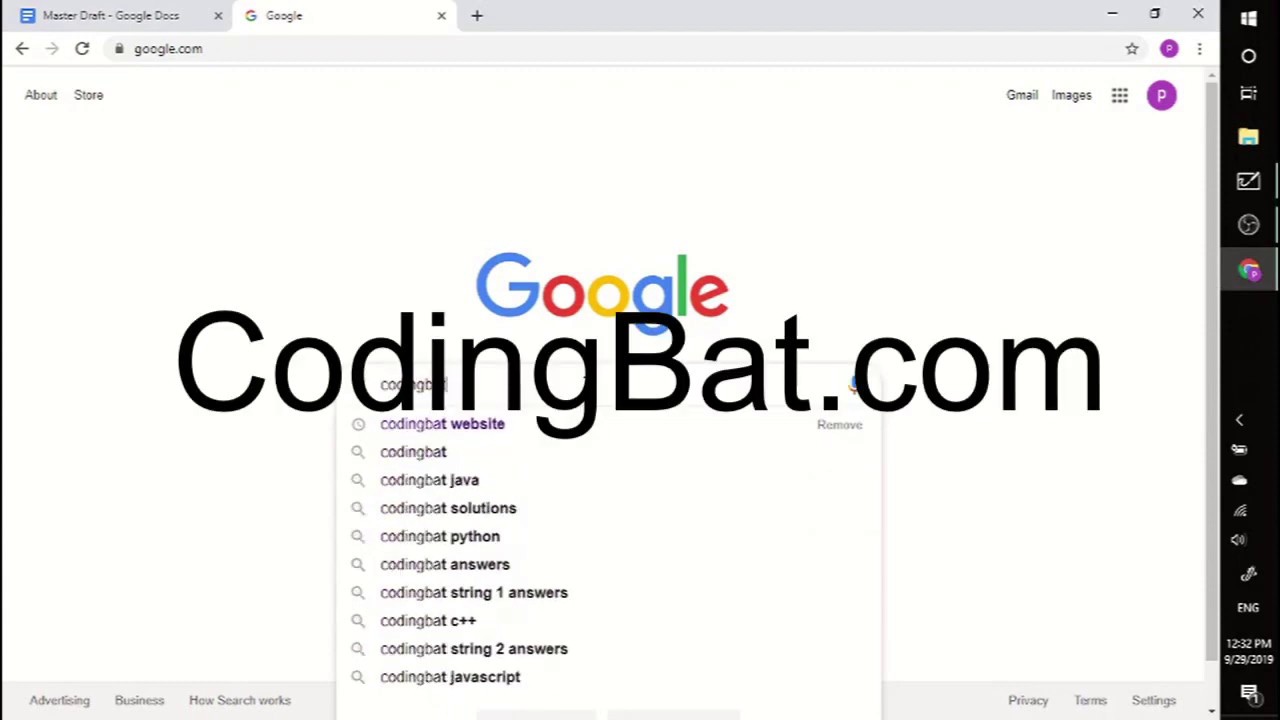 Week1 Configure Codingbat Youtube