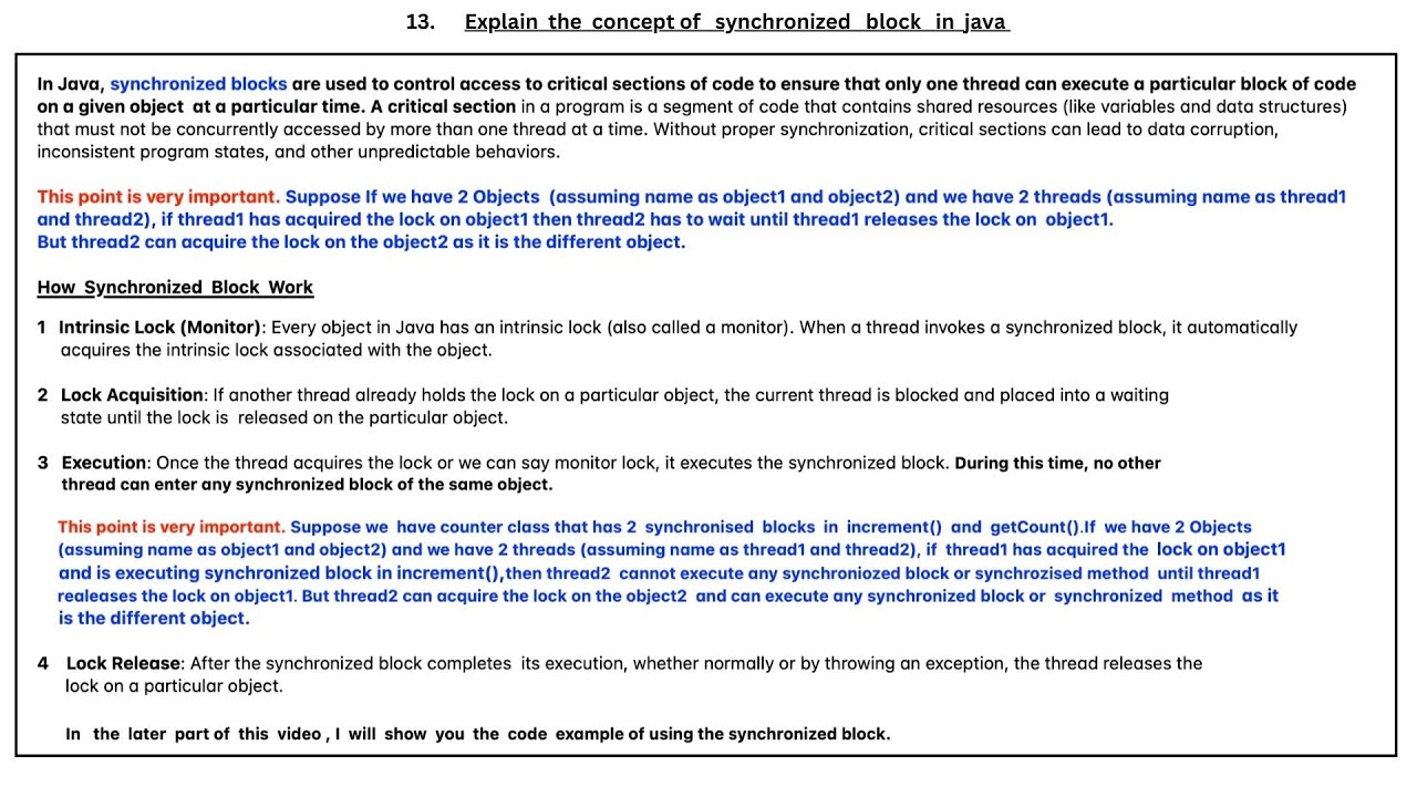 13 Java Synchronized Block Java Thread Synchronization Youtube