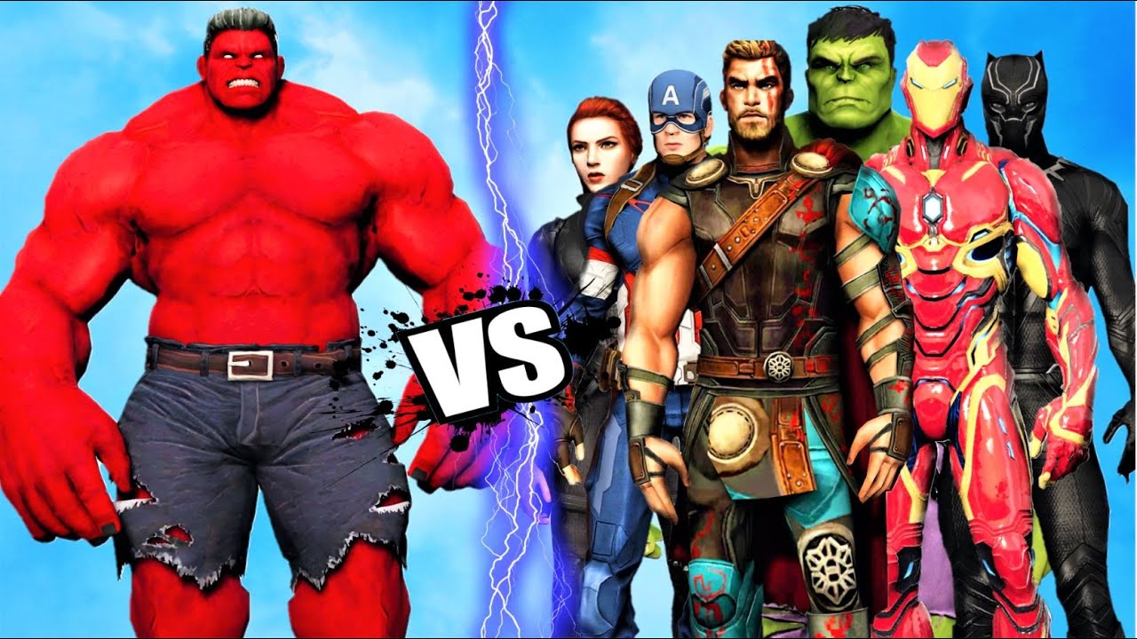 Big Red Hulk Vs The Avengers Epic Battle Youtube