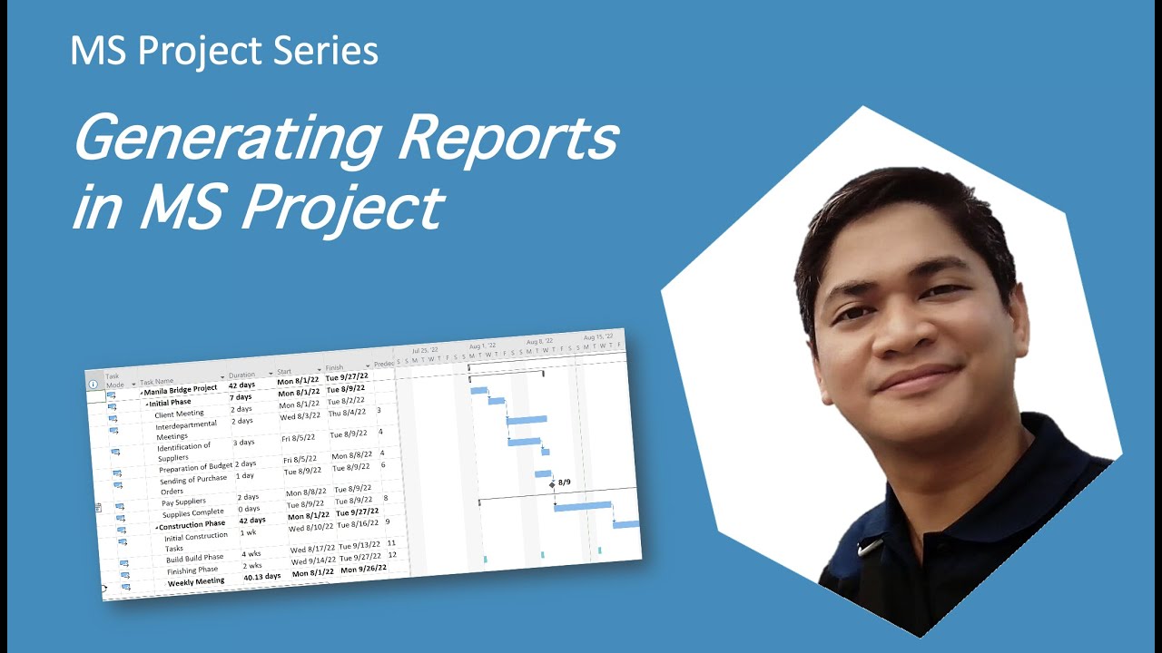 Generating Reports In Ms Project Youtube