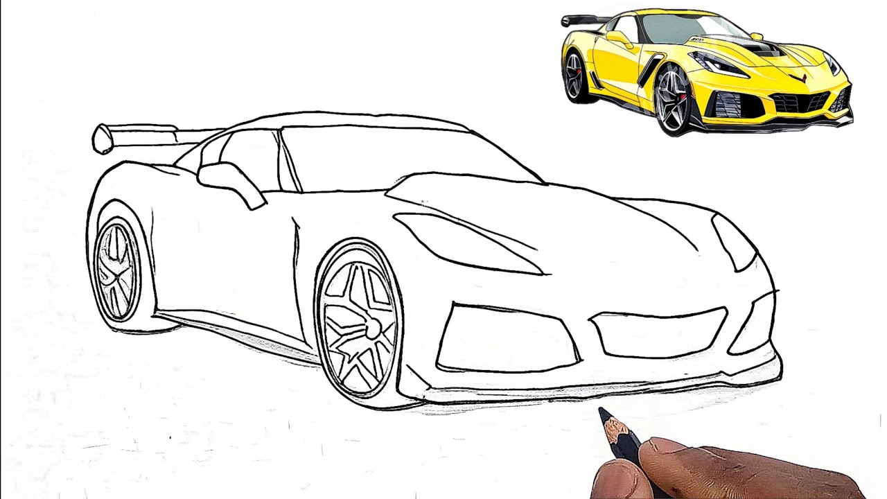 How To Draw A Chevrolet Corvette Zr1 Easy Car Pencil Drawing Tutorial