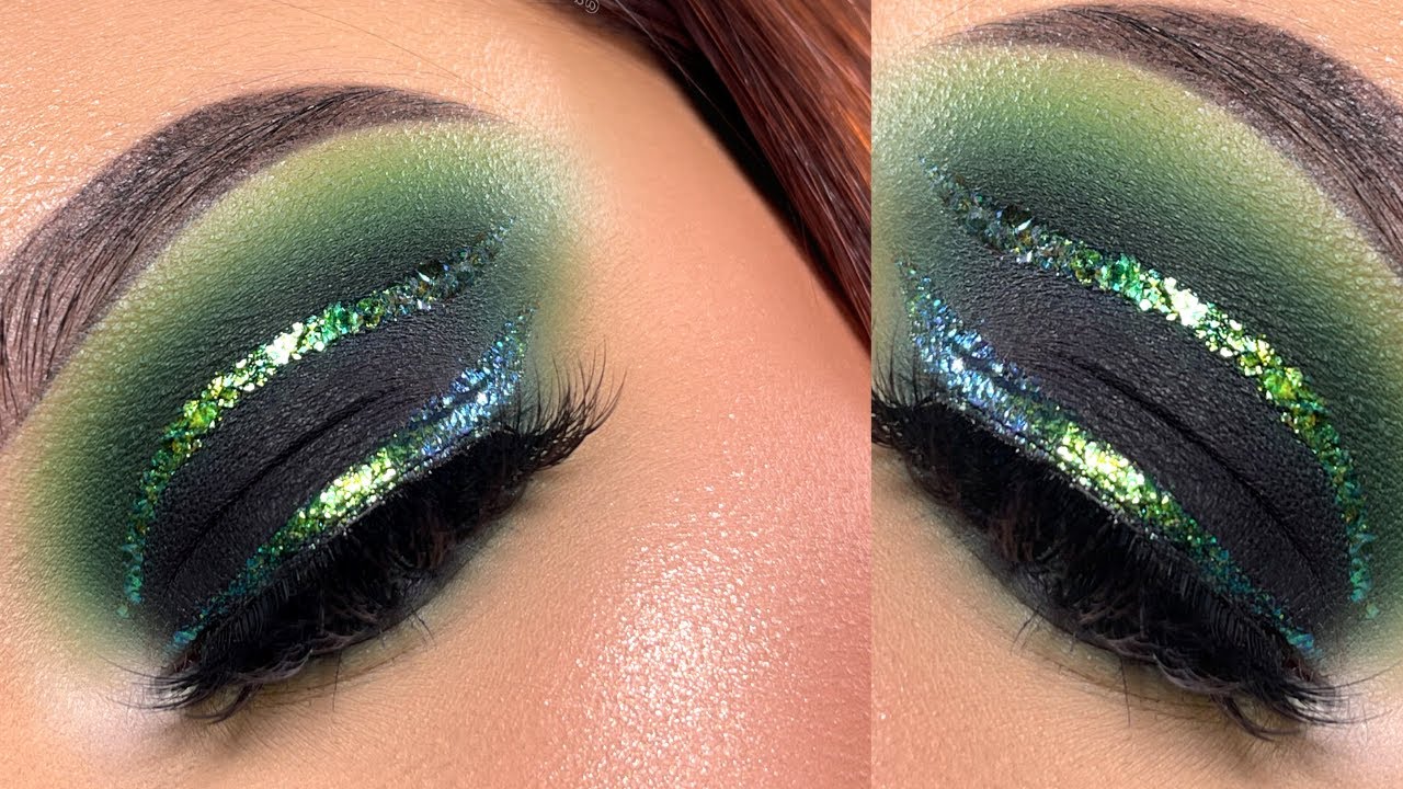 Green Glitter Glam Eye Makeup Tutorial Morphe 35b Sour Then Sweet