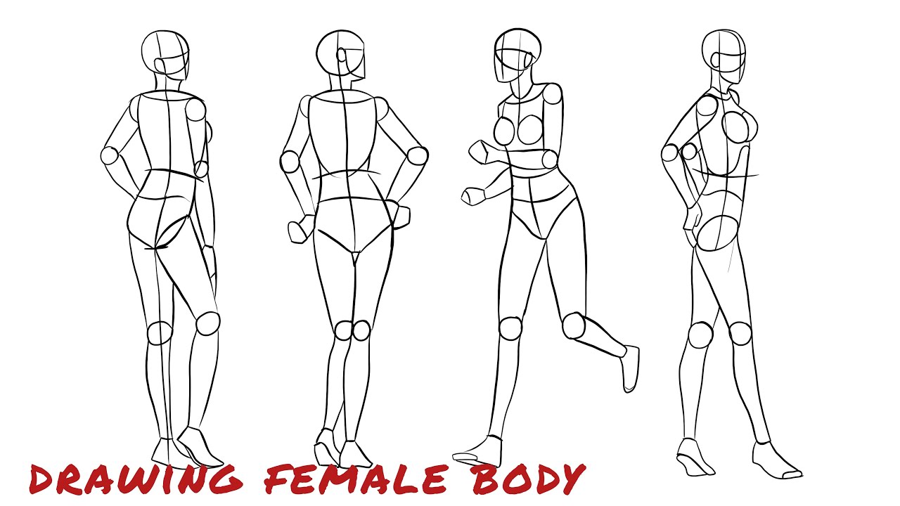 How To Draw Female Body From Different Angle With Simple Shapes Part 2