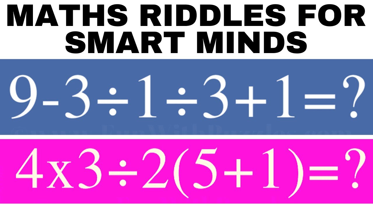5 Challenging Math Riddles For Smart Minds Youtube