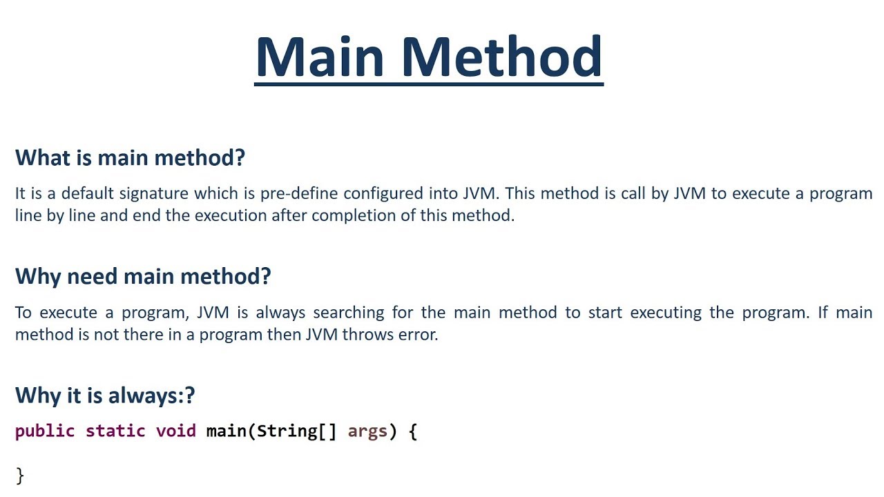 What Is Java Main Method Youtube