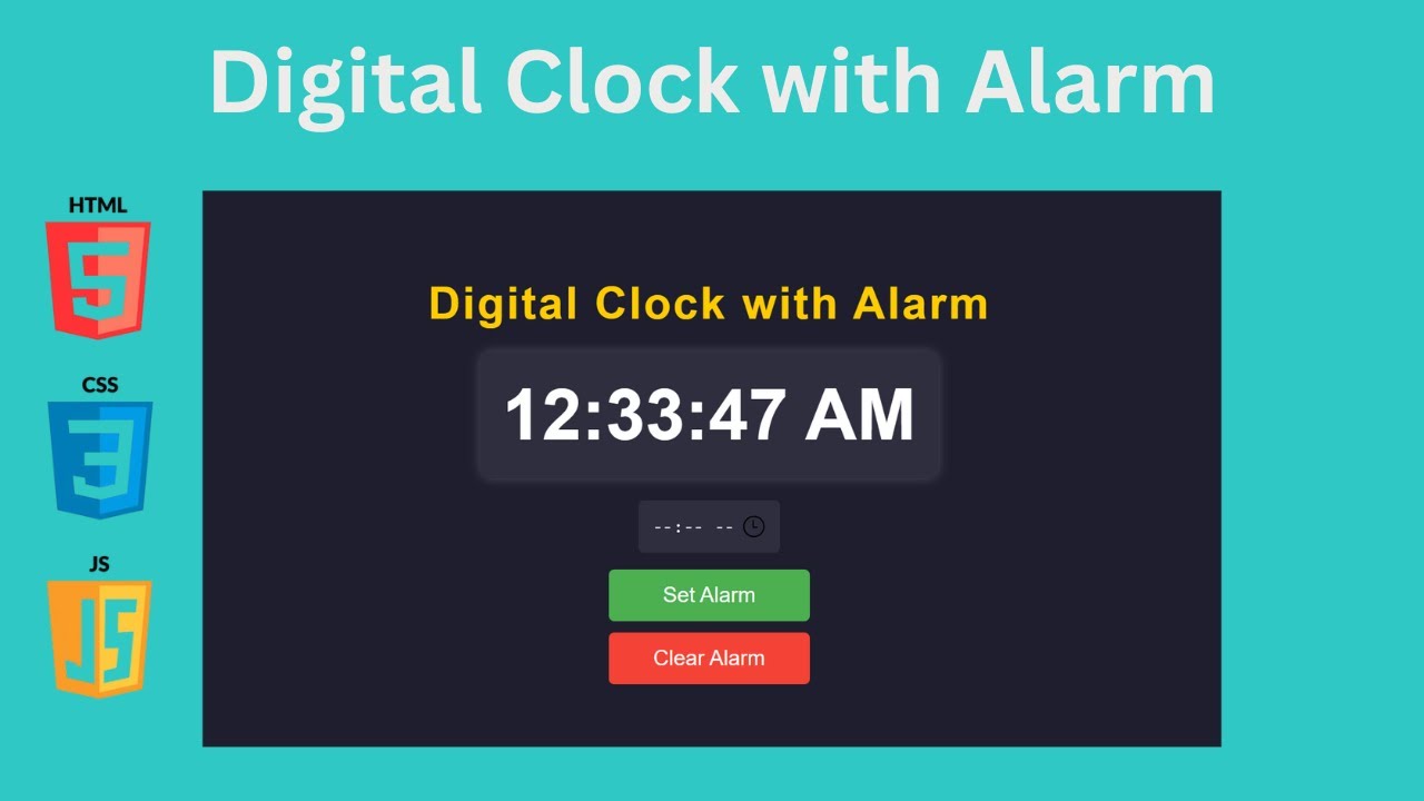 Create Your Own Digital Alarm Clock With Html Css And Javascript Now
