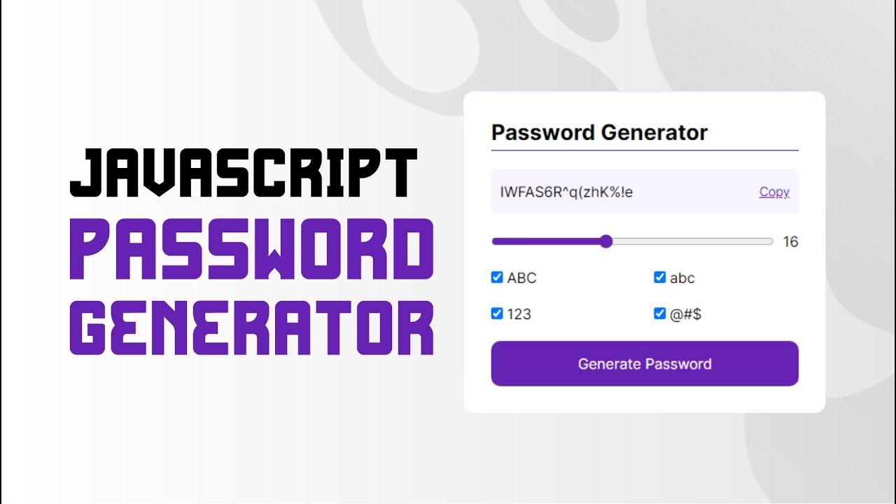 Simple Password Generator In Javascript Youtube