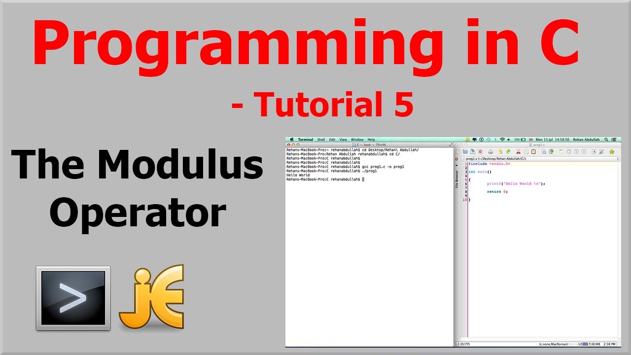 Programming In C Tutorial 5 The Modulus Operator Youtube